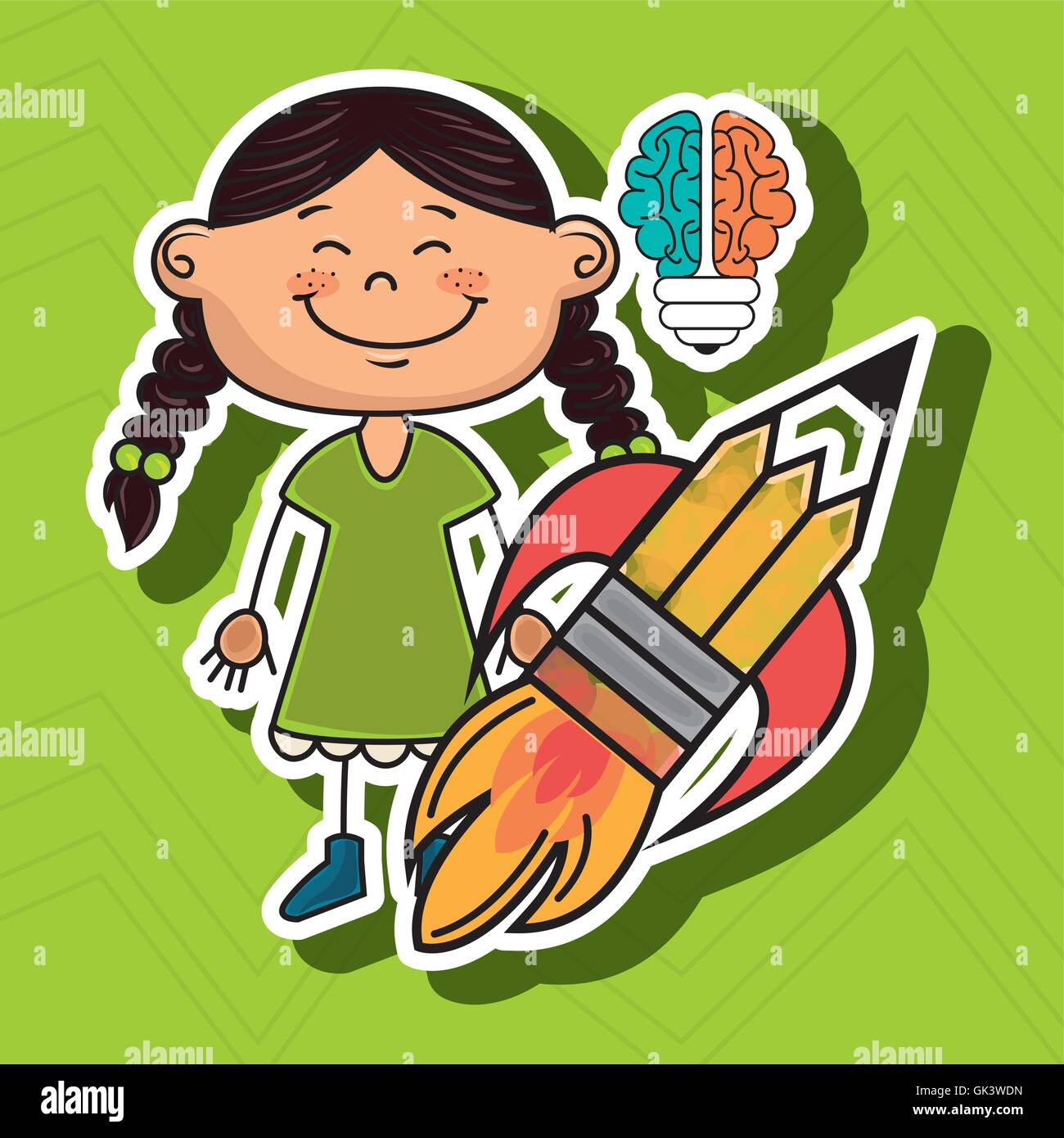 girl idea brain Stock Vector Image & Art - Alamy