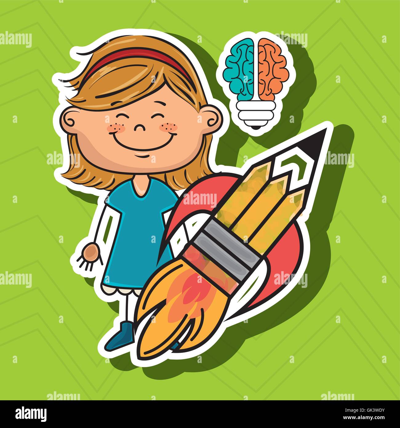 girl idea brain Stock Vector Image & Art - Alamy