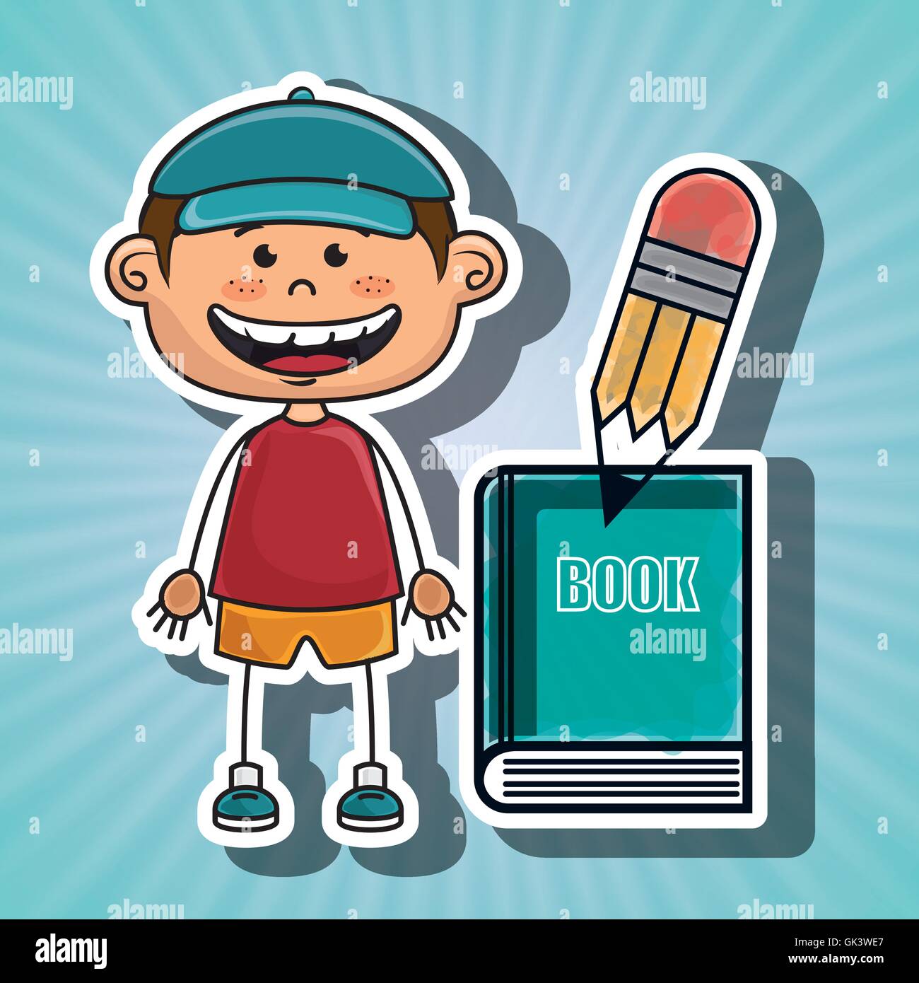 boy student book pencil Stock Vector Image & Art - Alamy