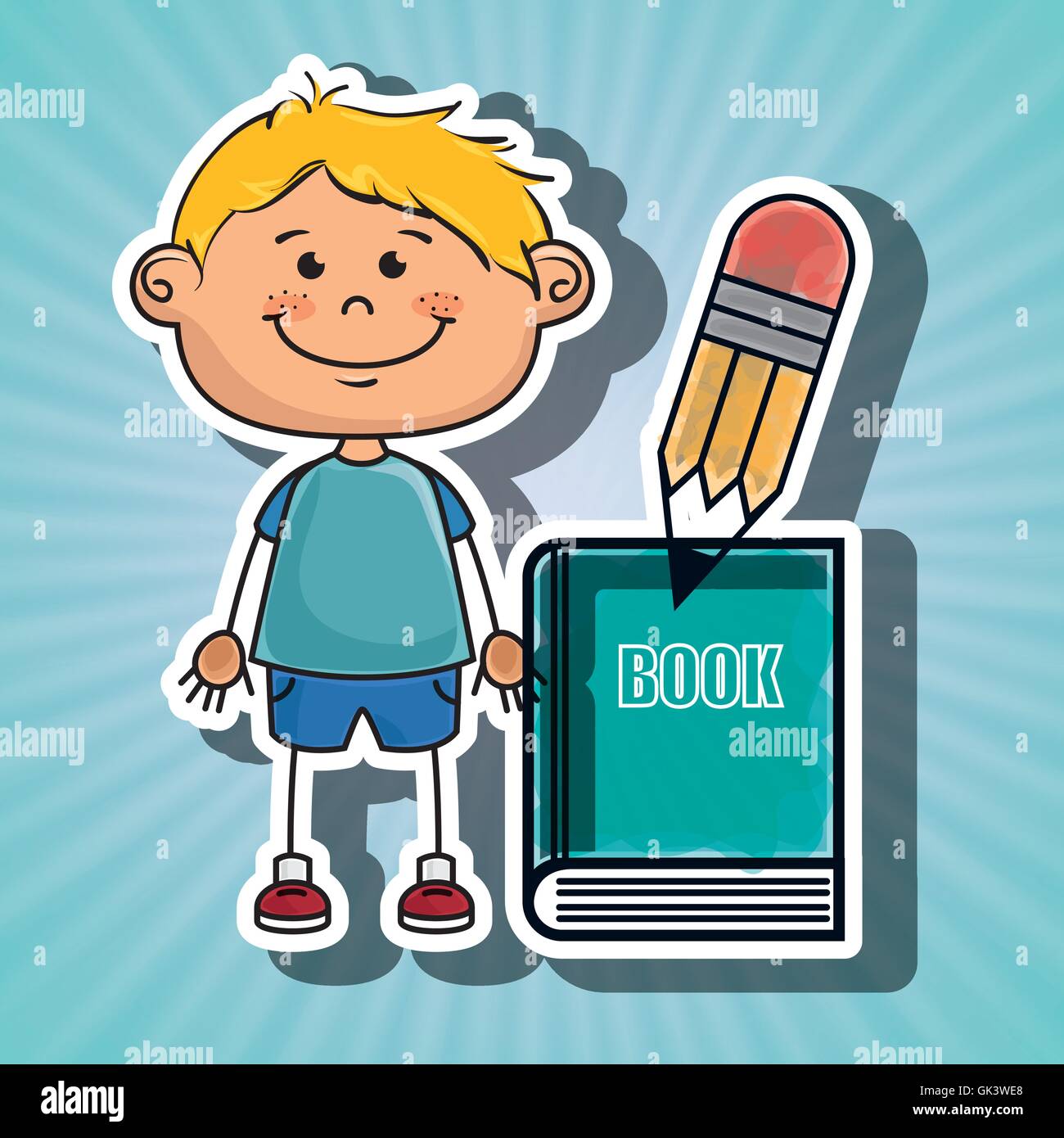 boy student book pencil Stock Vector Image & Art - Alamy