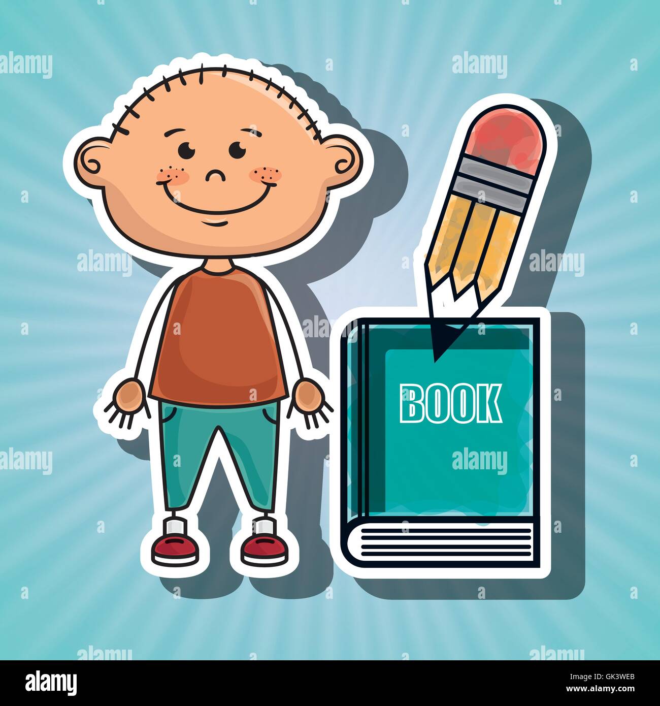 boy student book pencil Stock Vector Image & Art - Alamy
