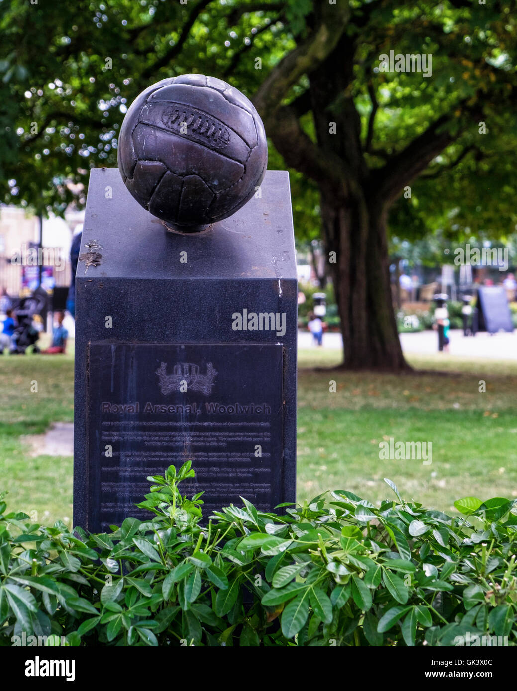 Woolwich, London. Bronze Football marks birthplace of Arsenal Football ...