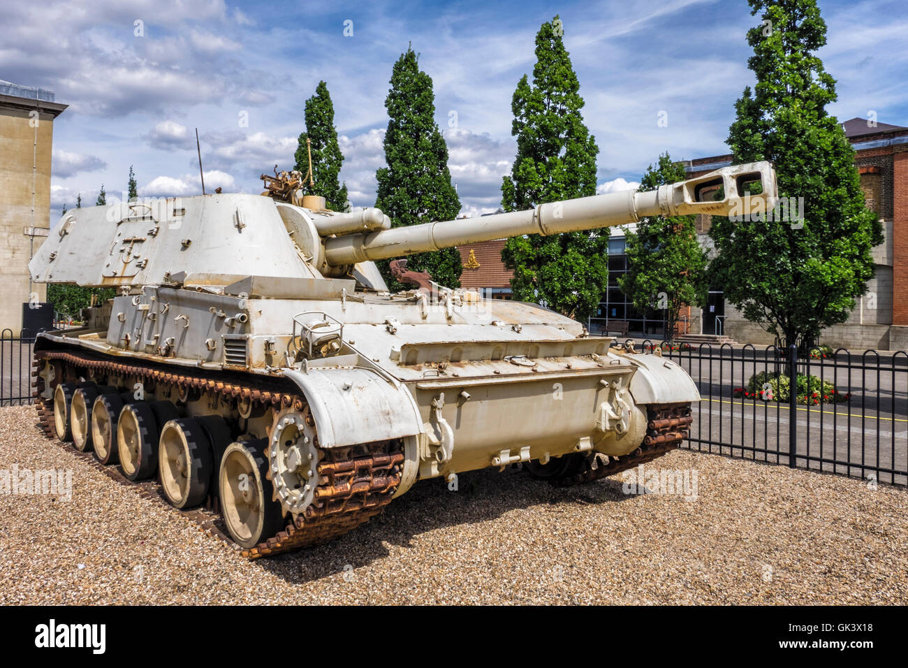 Woolwich, London. Royal Arsenal riverside. 2S3 M-1973 Akatsiya gun ...