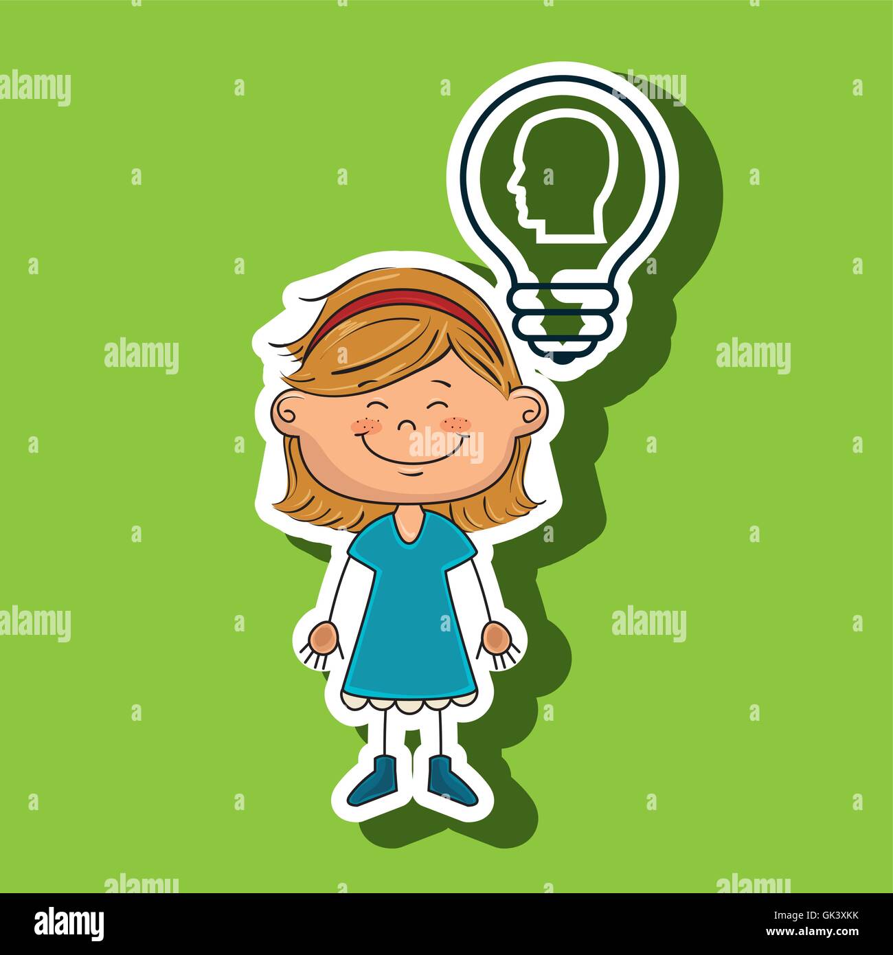 girl idea gears icon Stock Vector Image & Art - Alamy