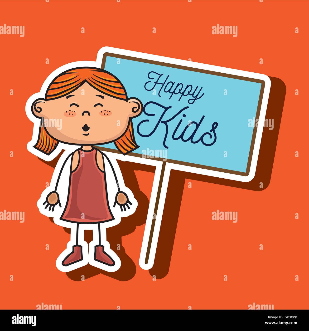 girl kids happy poster Stock Vector Image & Art - Alamy