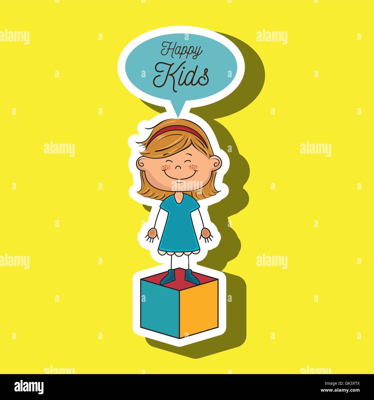 girl kids happy cube icon Stock Vector Image & Art - Alamy