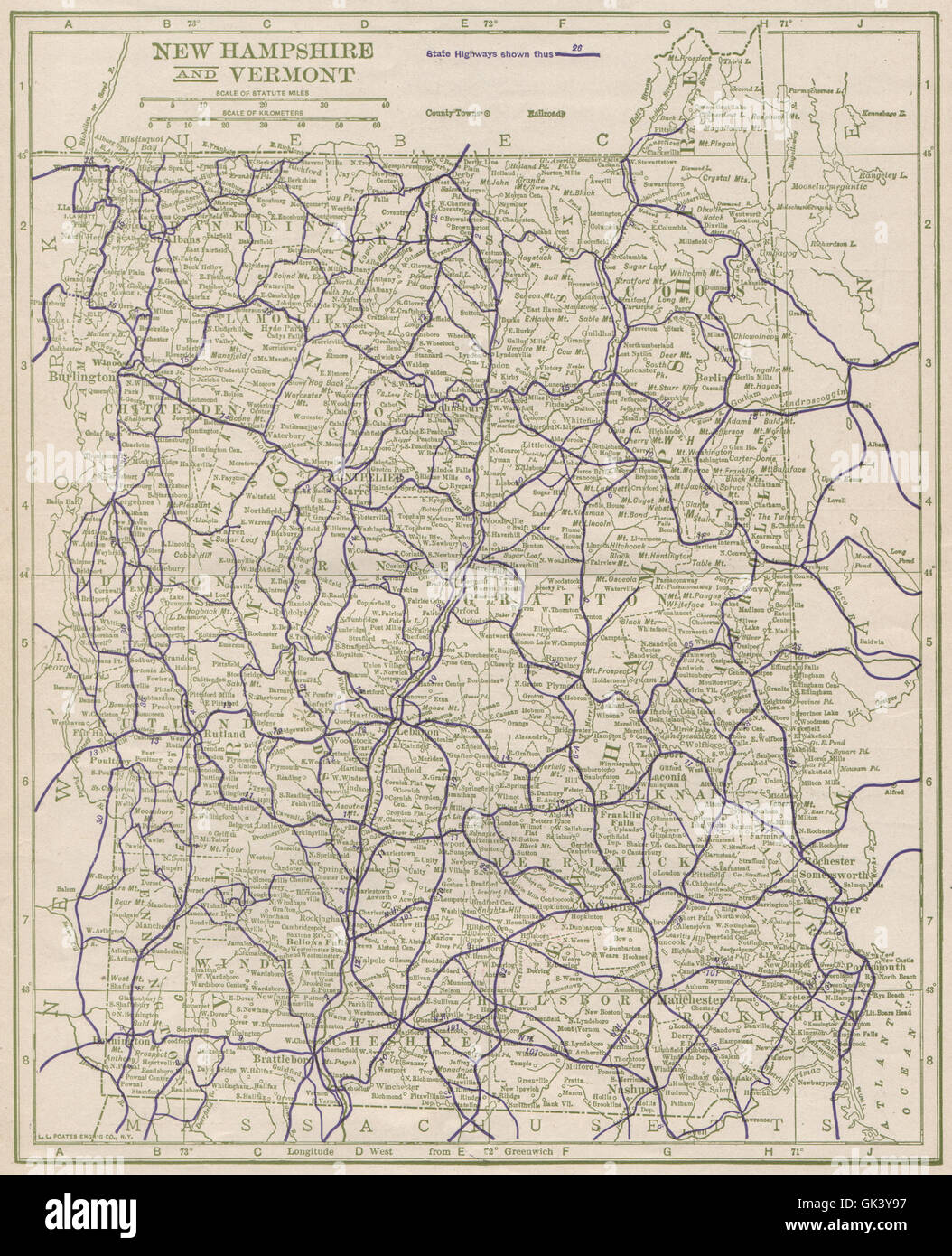 Map of vermont and new hampshire hi-res stock photography and images ...
