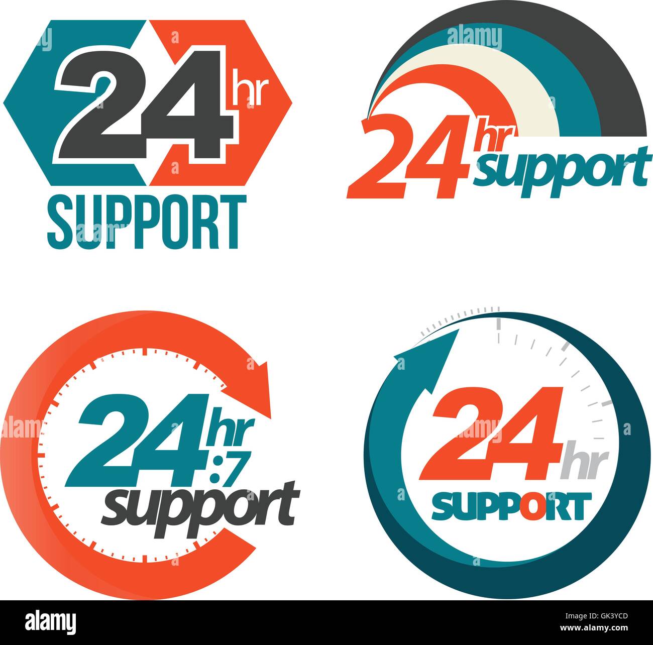 24 hours open customer service collection. Vector illustration Stock ...