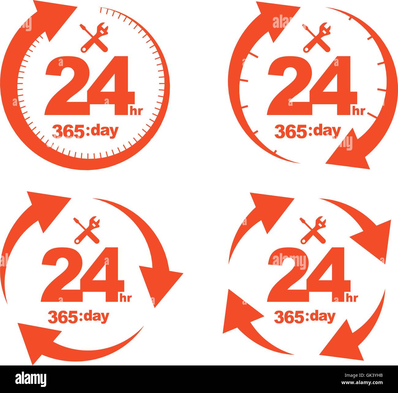 24hr services with clock scale logo. Vector illustration Stock Vector ...