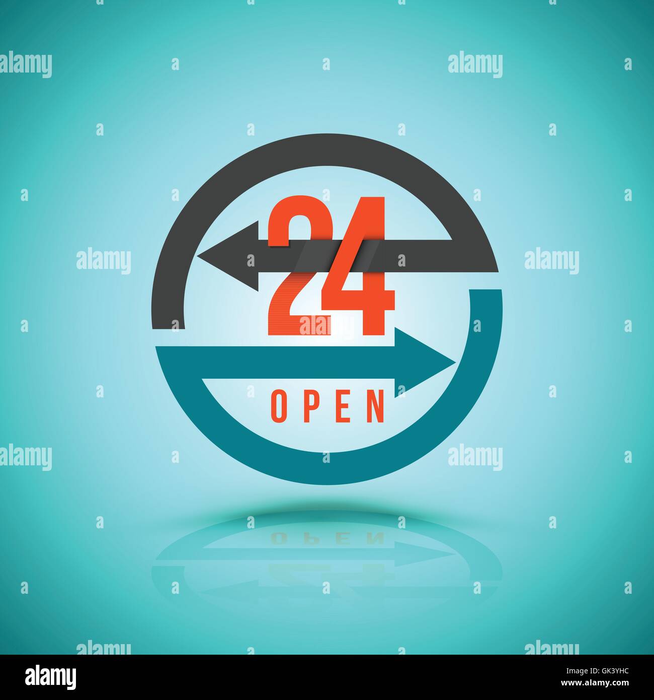 24hr services with clock scale logo. Vector illustration Stock Vector ...