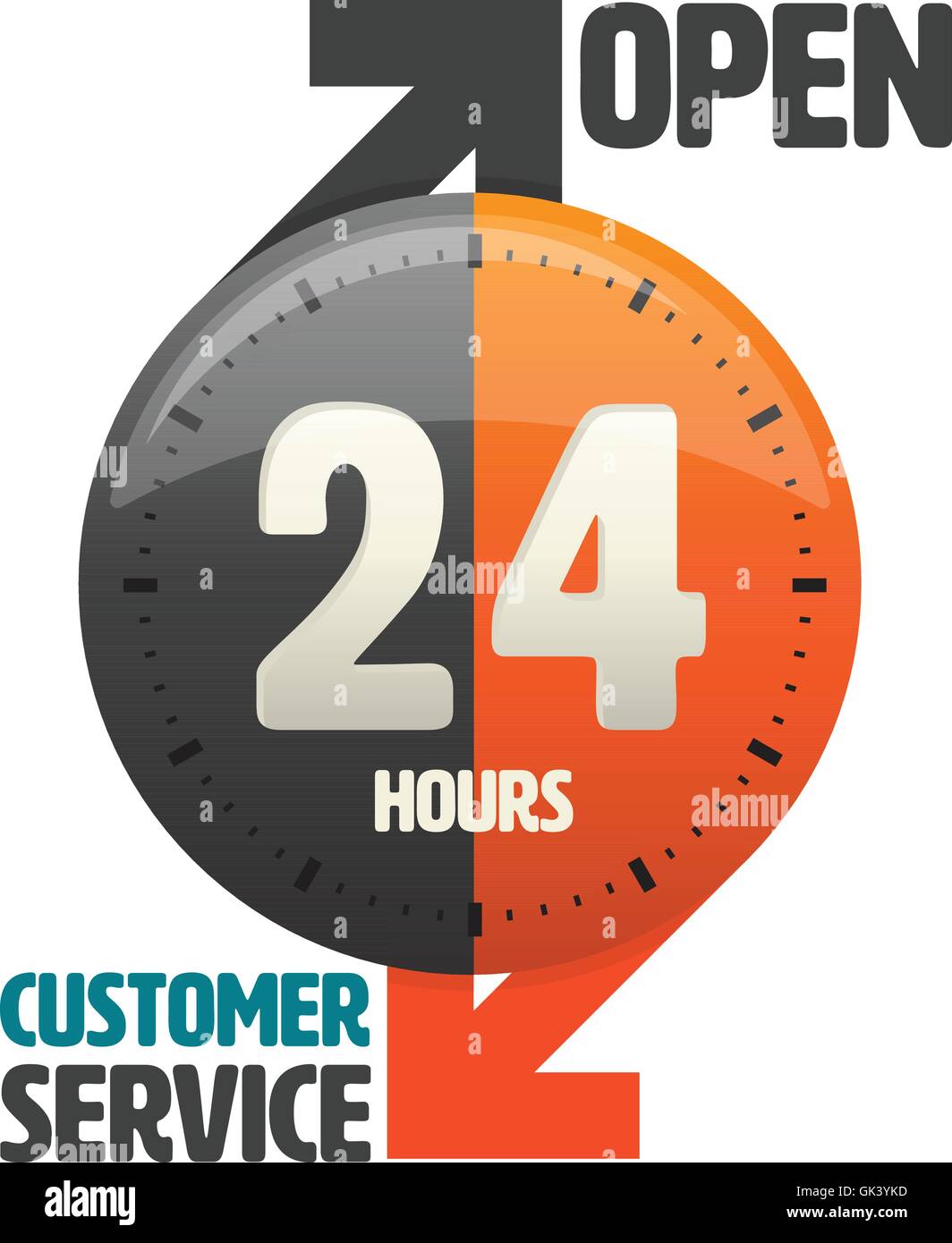 24hr services with clock scale logo. Vector illustration Stock Vector ...