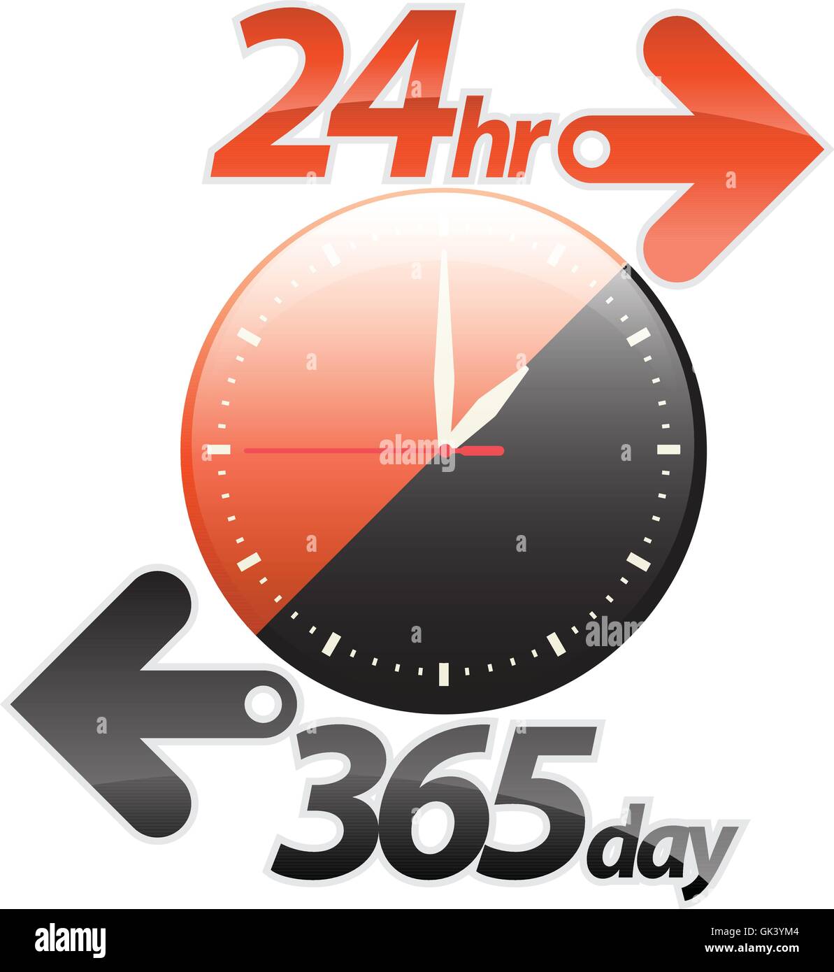 24hr services with clock scale logo. Vector illustration Stock Vector ...