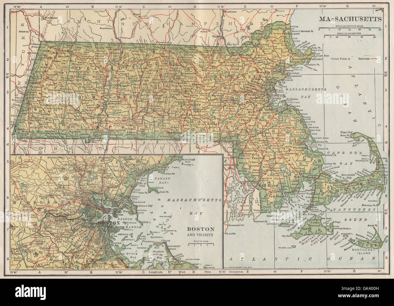 Boston area map hi-res stock photography and images - Alamy