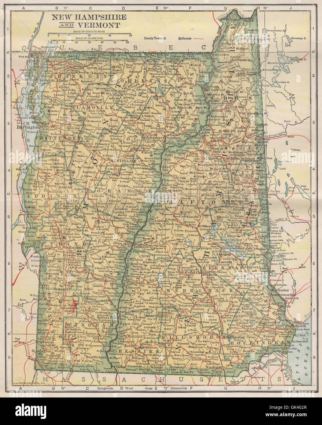 Map of vermont and new hampshire hi-res stock photography and images ...