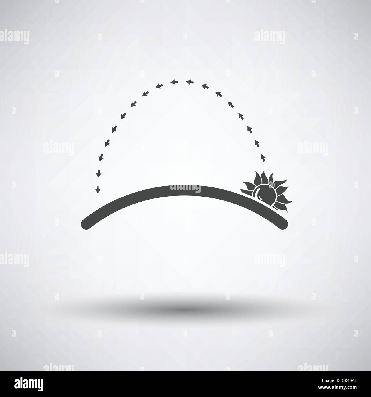 Sunrise icon on gray background with round shadow. Vector illustration ...
