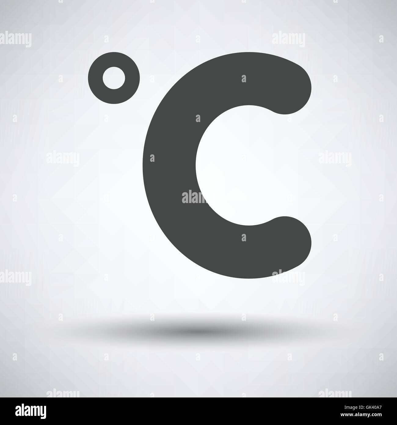 Celsius degree icon on gray background with round shadow. Vector ...