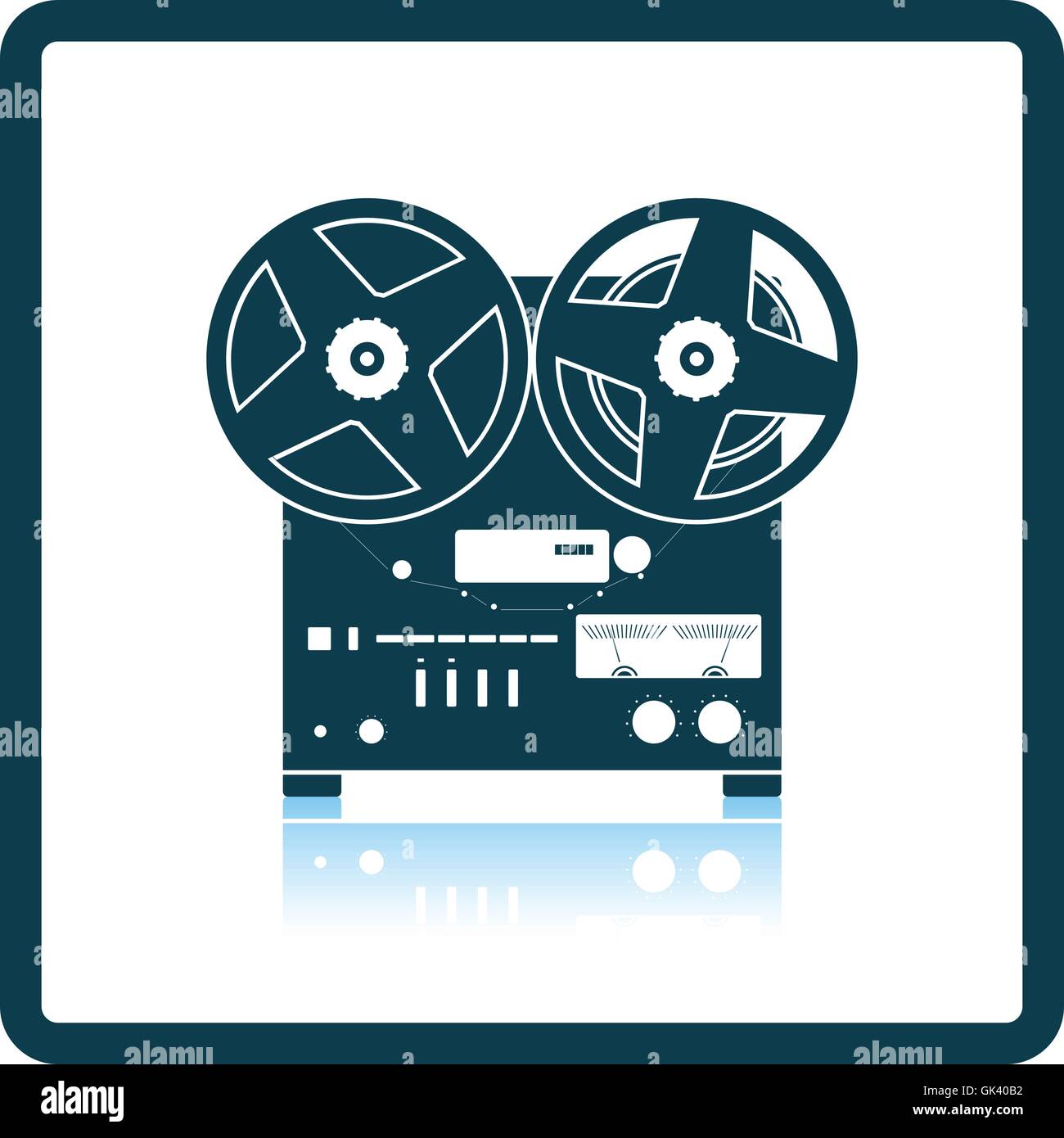 Reel tape recorder icon. Shadow reflection design. Vector illustration ...