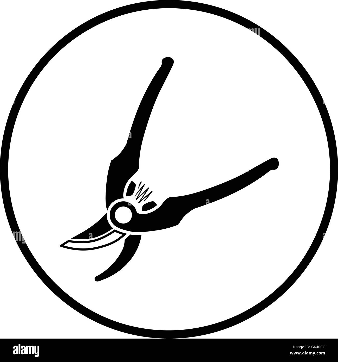 Garden scissors icon. Thin circle design. Vector illustration Stock ...