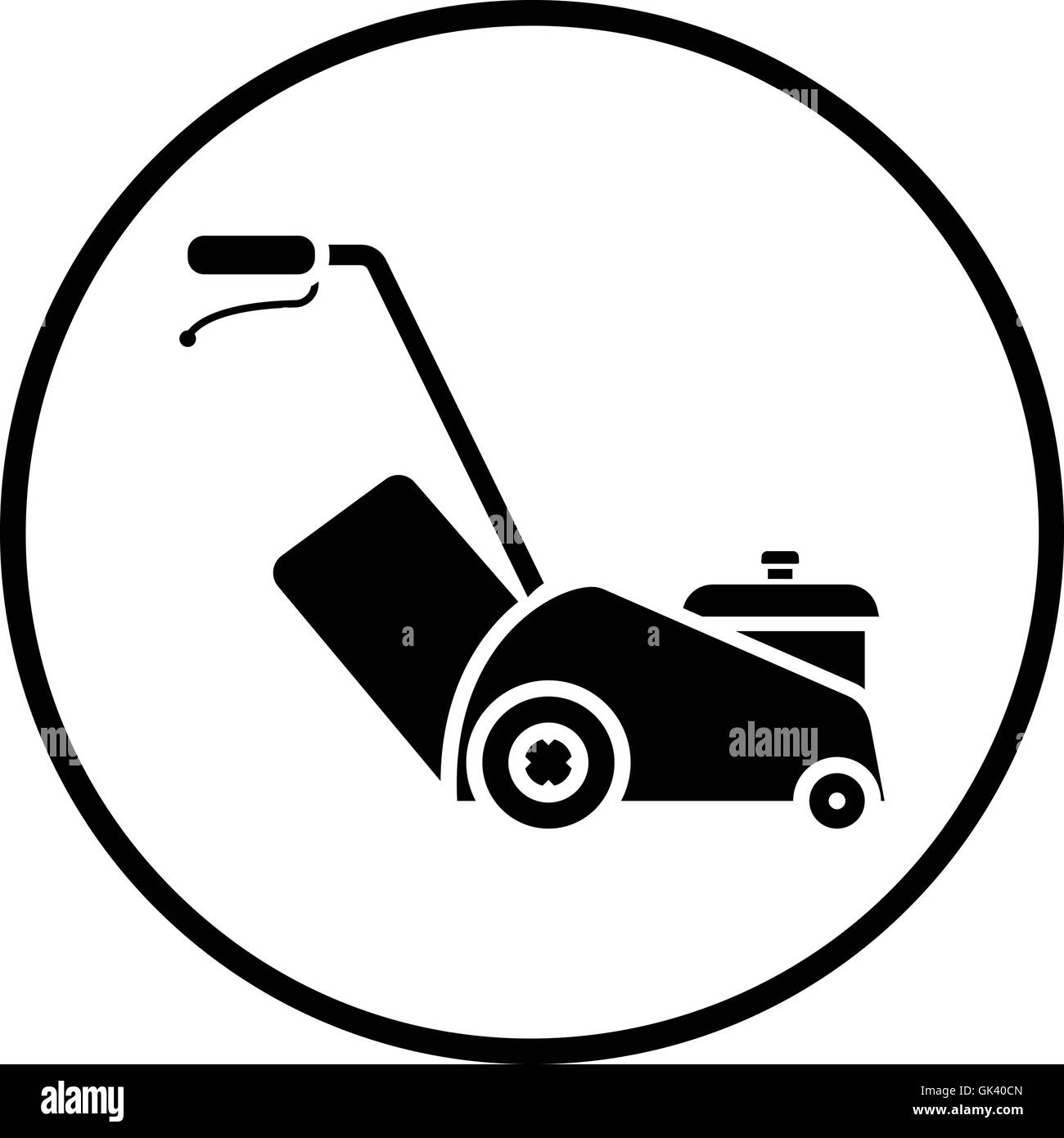 Lawn mower icon. Thin circle design. Vector illustration Stock Vector ...