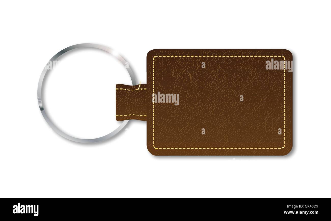 A brown leather key fob and ring over a white background Stock Vector ...