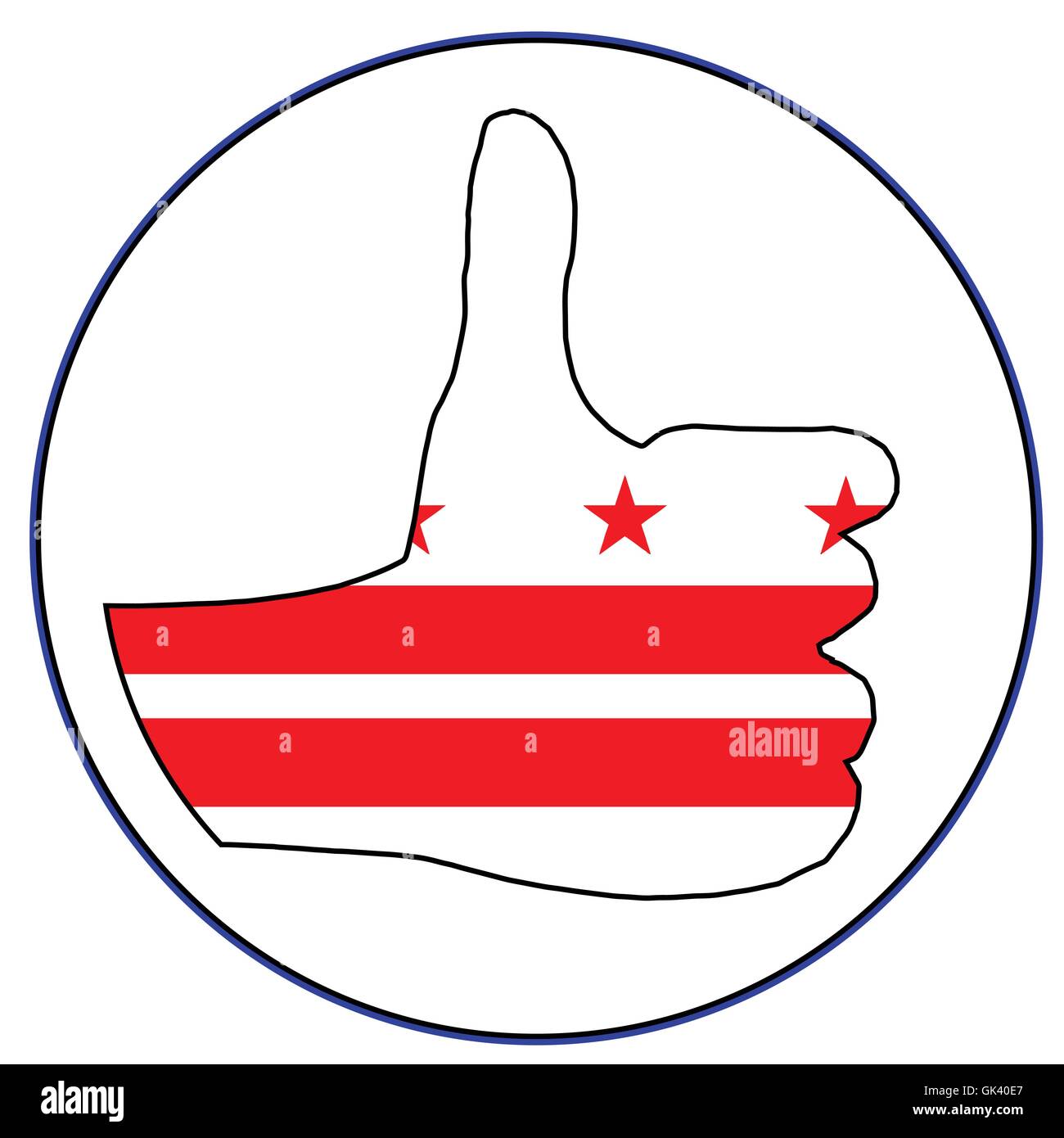 Washington DC Flag hand giving the thumbs up sign all over a white ...