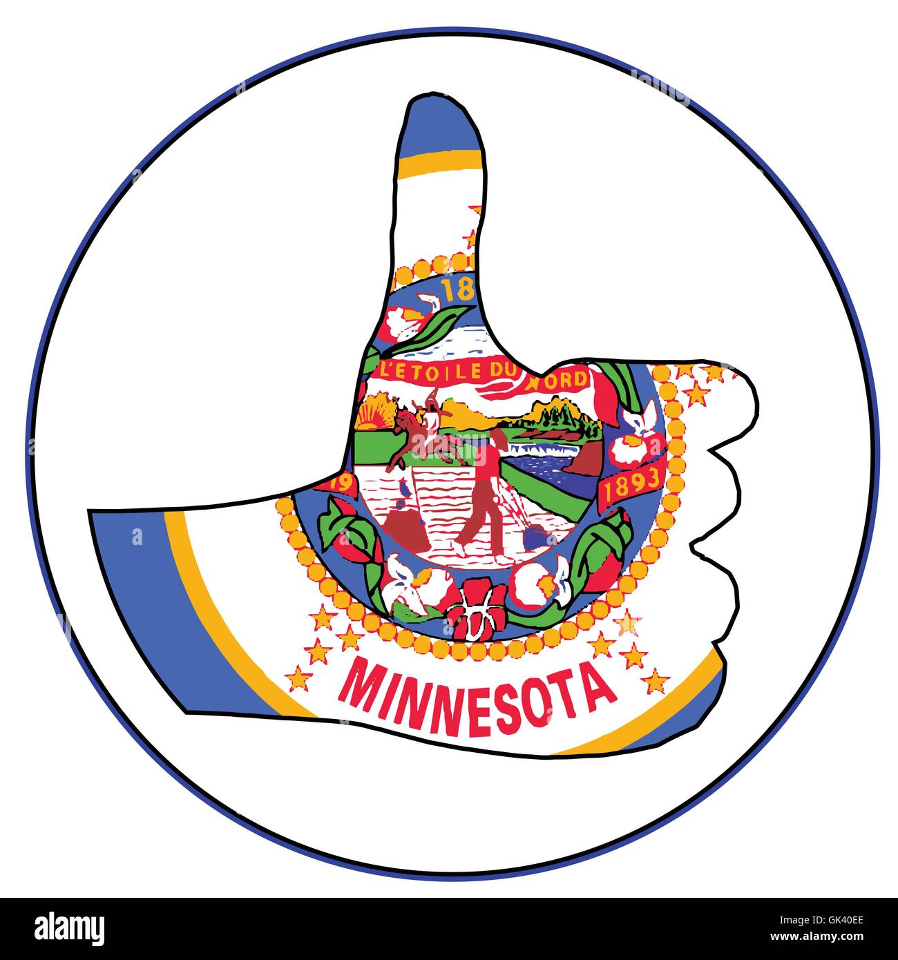 Minnesota Flag hand giving the thumbs up sign all over a white ...
