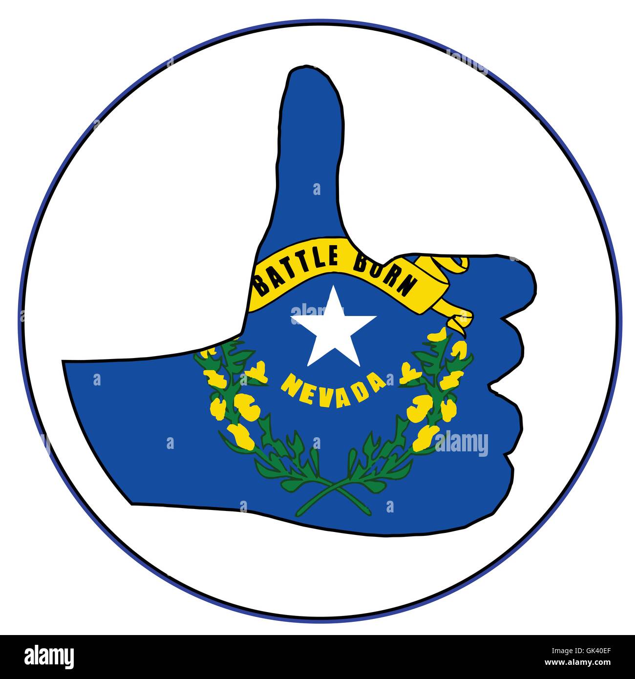 Nevada Flag hand giving the thumbs up sign all over a white background ...