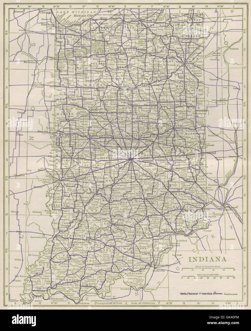 Map Of Indiana State High Resolution Stock Photography and Images - Alamy