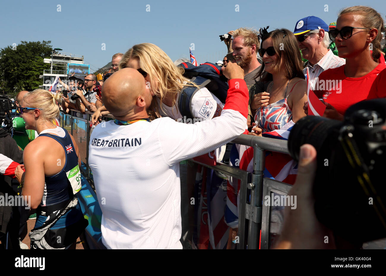 Great Britain's Liam Heath celebrates with wife Em Heath after winning ...