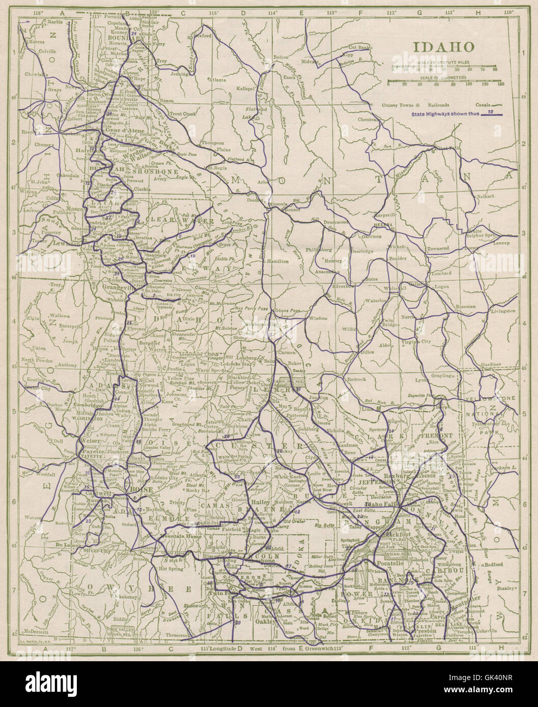 Idaho vintage map hi-res stock photography and images - Alamy