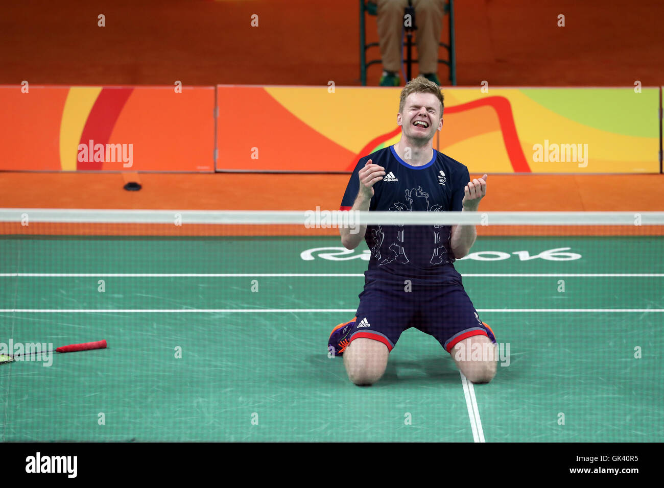 Great Britain's Marcus Ellis reacts following victory over China's Chai ...