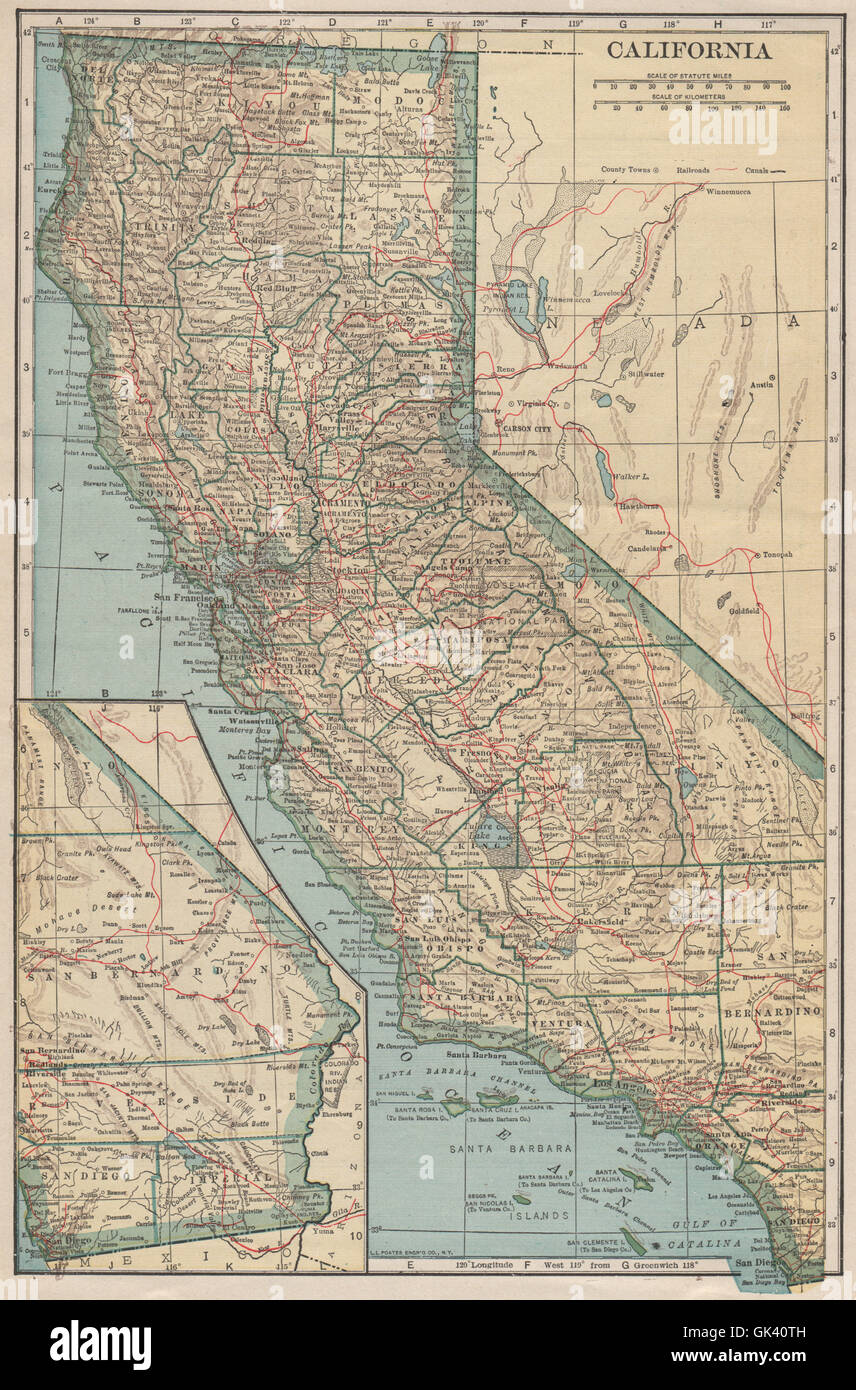 Map of the state of california hi-res stock photography and images - Alamy