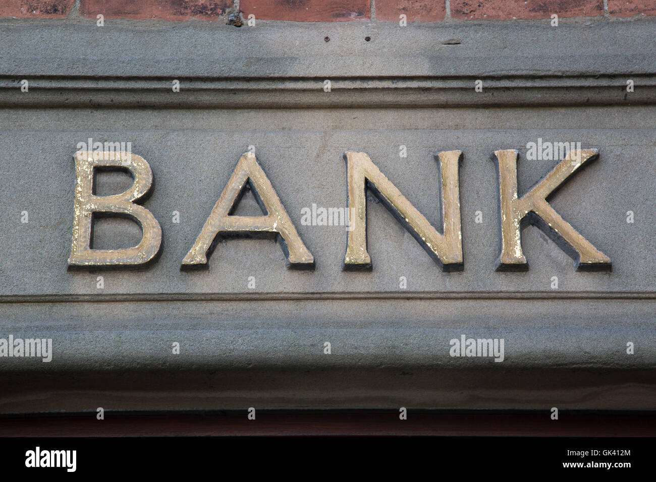 Bank Sign on Building Facade Stock Photo - Alamy