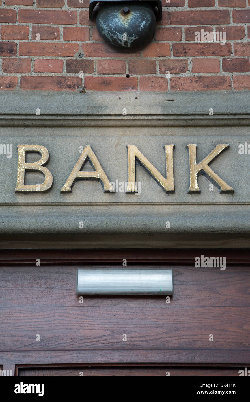 Bank Sign on Building Facade Stock Photo - Alamy