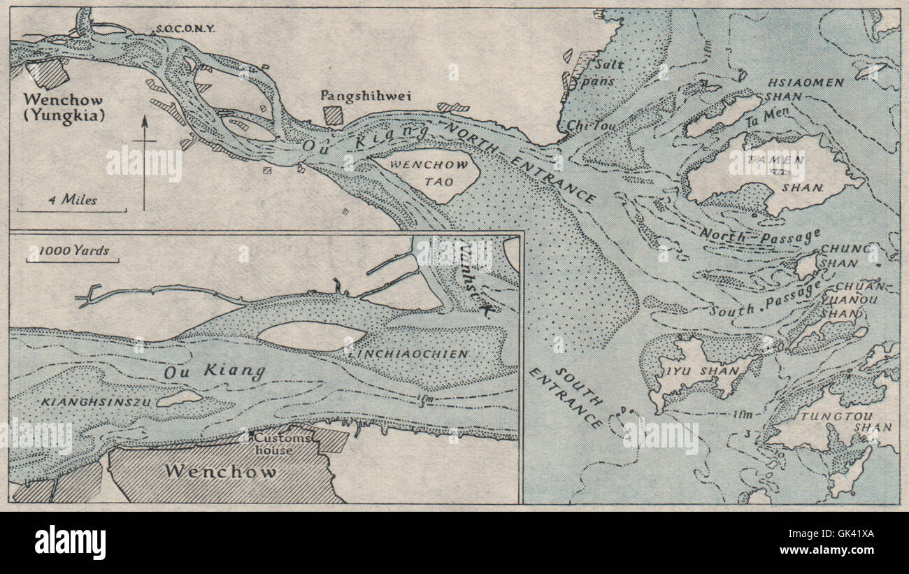 Wenchow/WENZHOU. Kianghsinszu. China. WW2 ROYAL NAVY INTELLIGENCE MAP ...