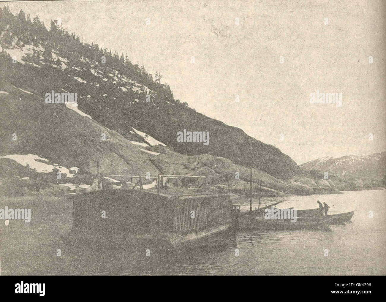 A fishing scow on the Taku River in Southeastern Alaska provides a view ...