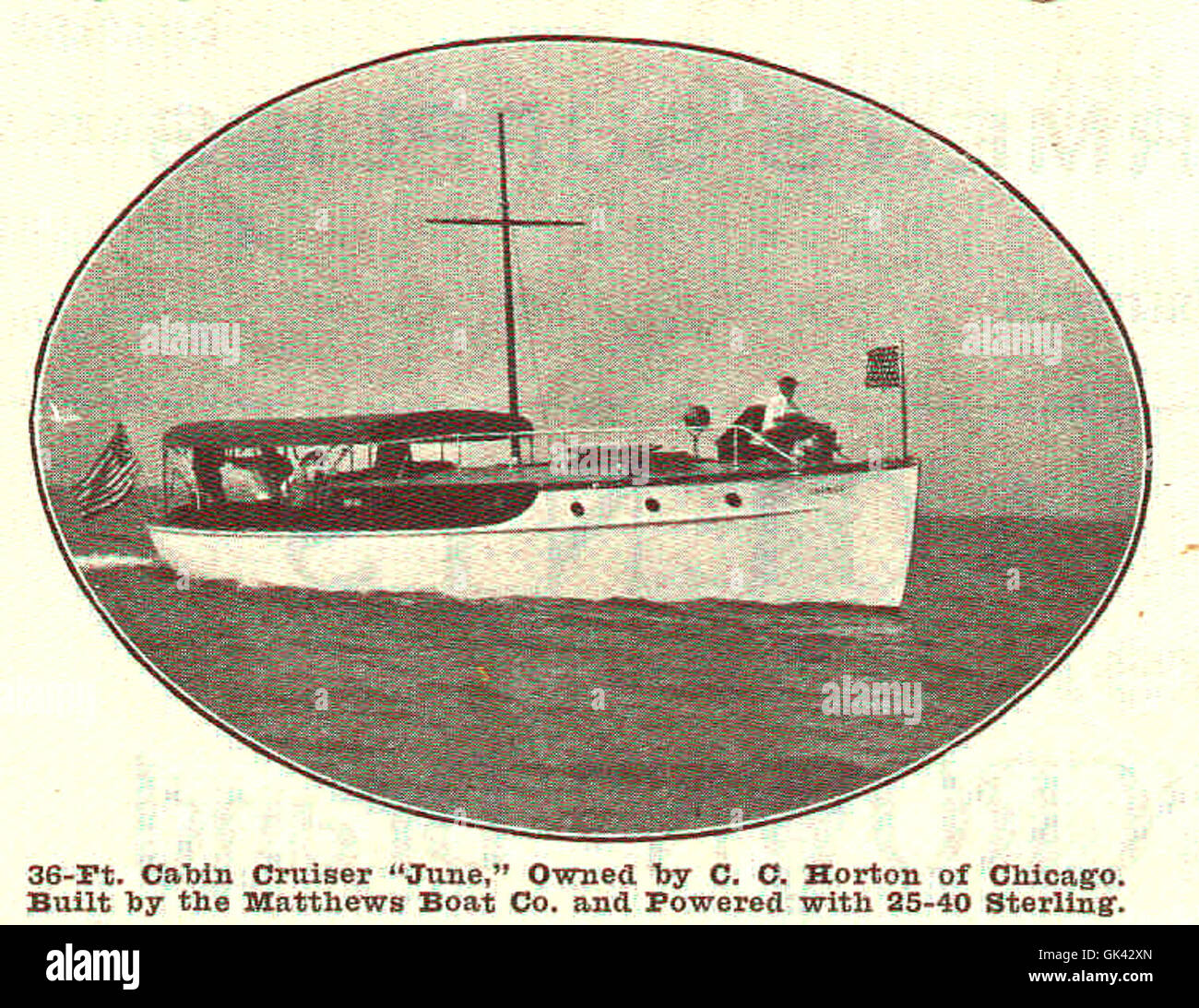 The 36-foot cabin cruiser 'June' was built by Matthews Boat Co and is ...