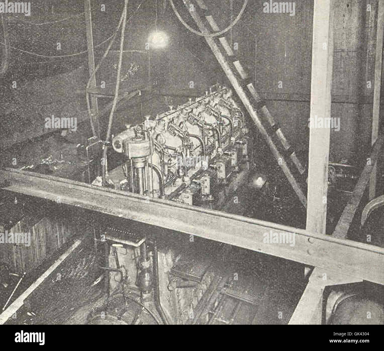 This image shows a 300-horsepower diesel engine installed on a Standard ...