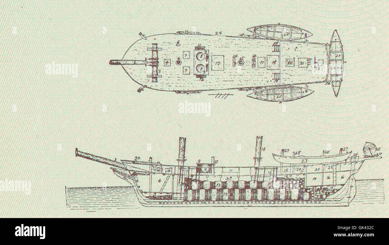 The deck and sectional plan of the schooner 'Amelia' illustrates the ...