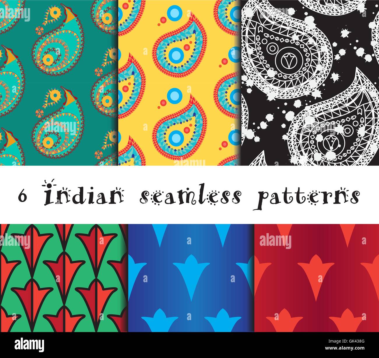 Seamless indian patterns set and asian ornaments. Vector Stock Vector ...