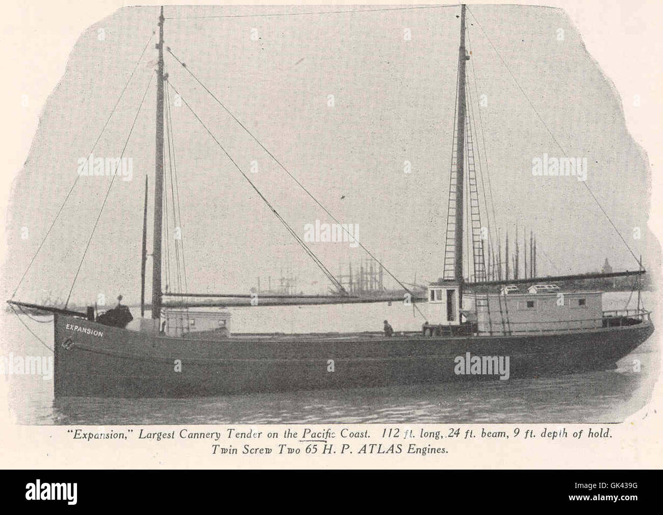 The image showcases the largest cannery tender on the Pacific Coast, a ...