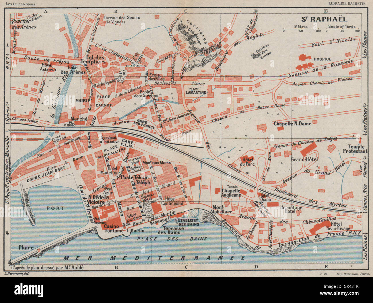 ST. RAPHAËL vintage town city plan de la ville. St Raphael. Var, 1930 ...