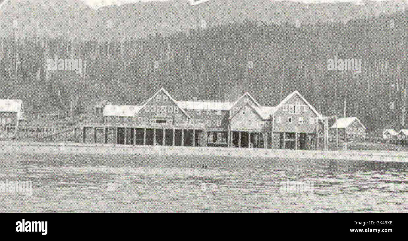 A historical photograph showing the Southern Alaska Canning Company ...