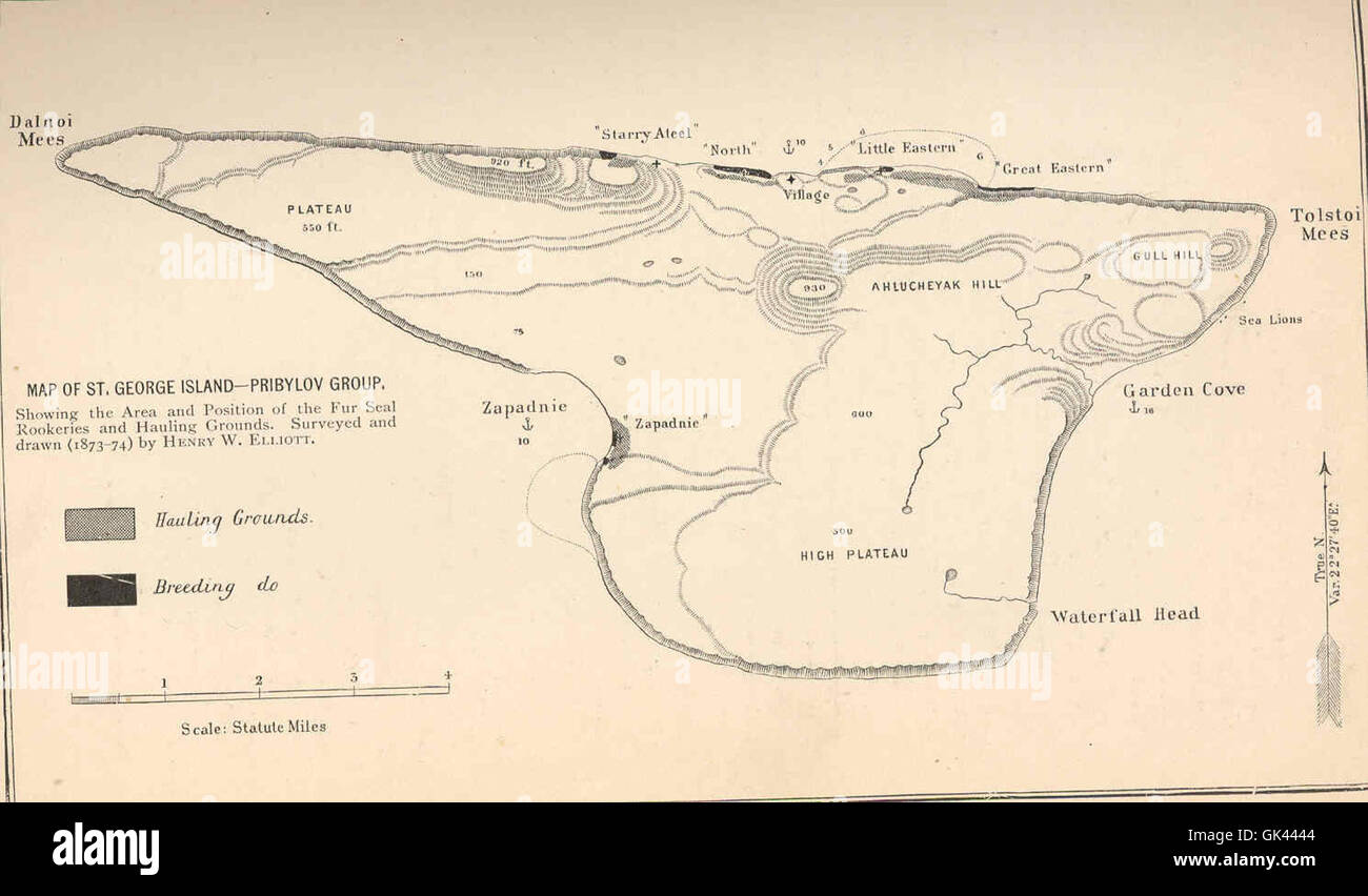 A map of St. George Island, part of the Pribilof Islands in Alaska ...
