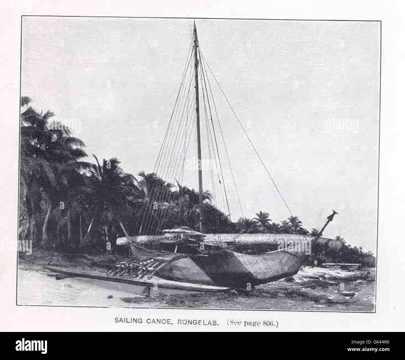 The sailing canoe from Rongelab represents traditional Pacific Islander ...