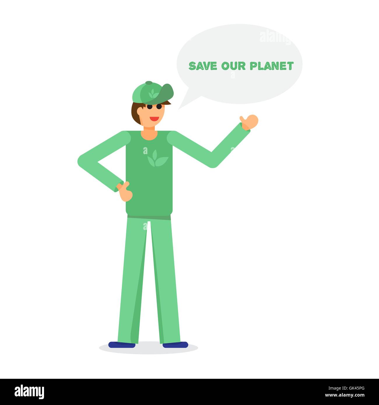 Green activist with text. Save our planet. Ecology concept. Vector ...