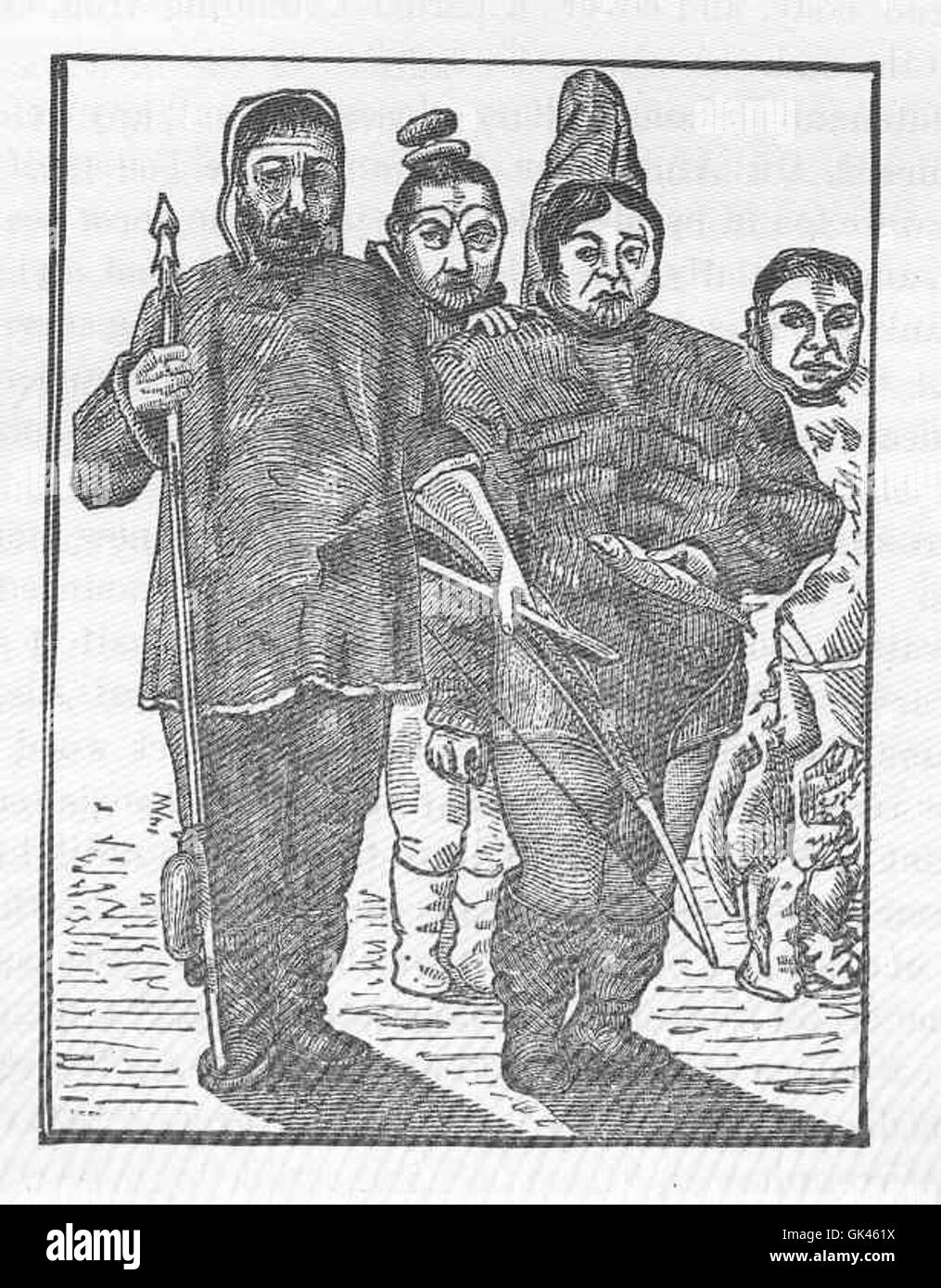 A depiction of native people from Siberia, showcasing their traditional ...