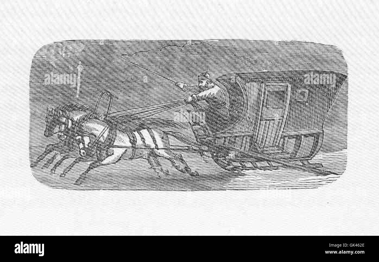 This image depicts the traditional sight of a coach and horses, a ...