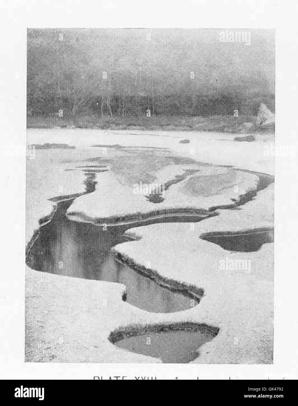 An area where several small pools have joined together, forming larger ...