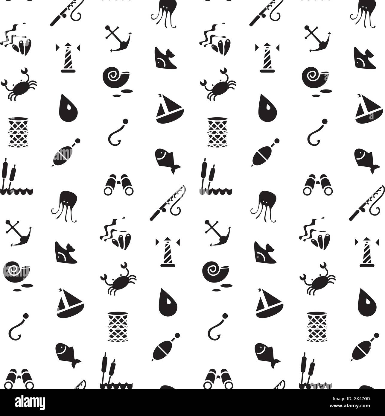 Isolated marine and fishing seamless pattern. Vector Stock Vector Image ...